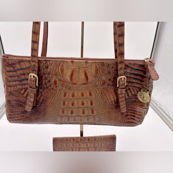 Brahmin | Bags | Vintage Brahmin Toasted Almond Leather Baguette ...
